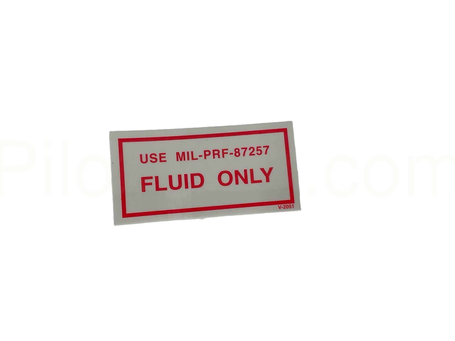 Shop Tronair V-2051 - Label - Use MIL-PRF-87257 | Pilot John