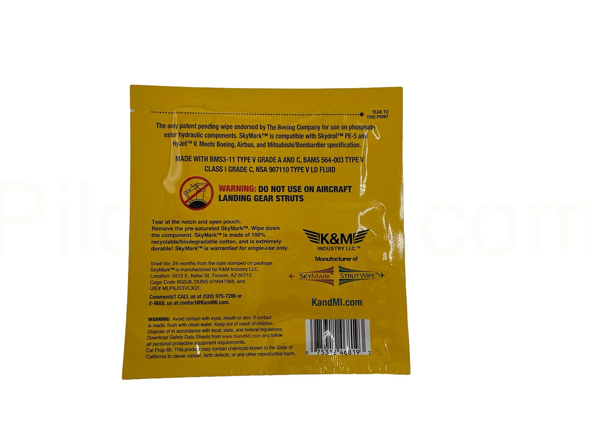 Shop SkyMark 9X9-SM-V - Phosphate Ester Pre-saturated Cleaning Wipe, 9" x 9" | Pilot John