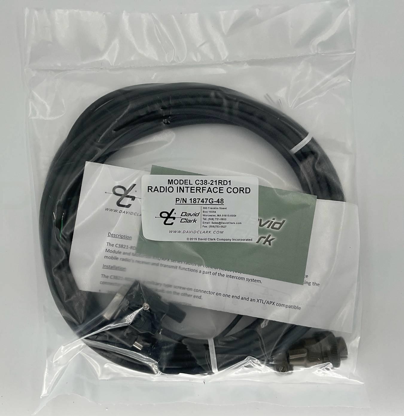 Shop David Clark 18747G-48 - C38-21RD1 - Cord Assembly | Pilot John