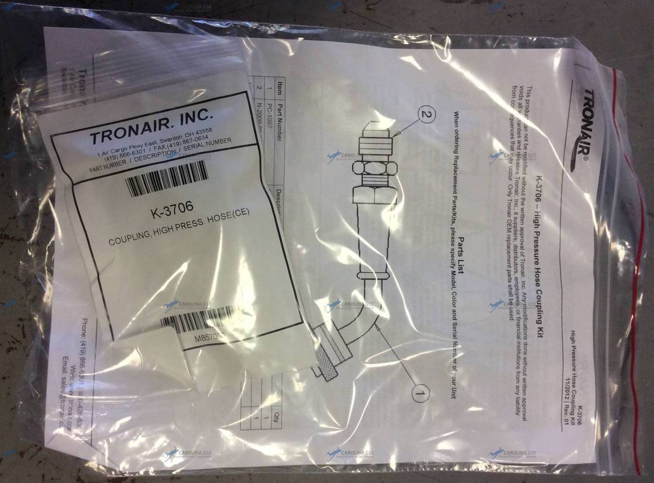 Tronair K-3706 – High-Pressure Nitrogen Hose Coupling Kit/Valve Adapter ...